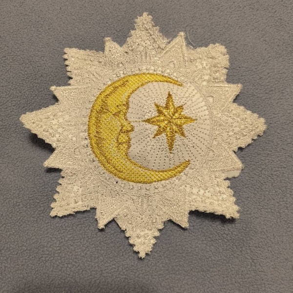 Two Designs FSL Christmas Decoration Celestial Moon With a Star ...