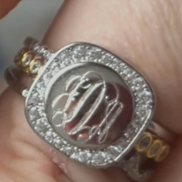 Sterling Silver Sapphire Twist Ring, Stackable Monogram Ring, 925 Monogram Ring, Initial Ring ...