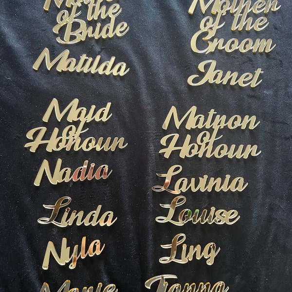 Mirrored Place Settings/names, Laser Cut Names, Wedding Seating, Table ...