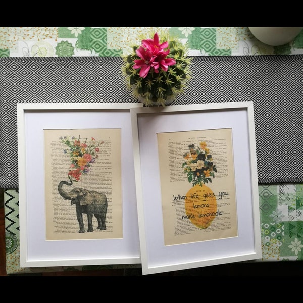 Elephant With Flowers - Love Book Print - Elephant in Love - Printed ...