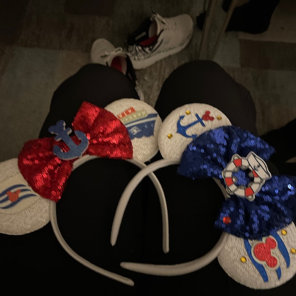 Cruise Minnie Ears, Boat Mickey Ears, Line Mouse Ears Headband, Magical Kingdom Ears, Nautical ...