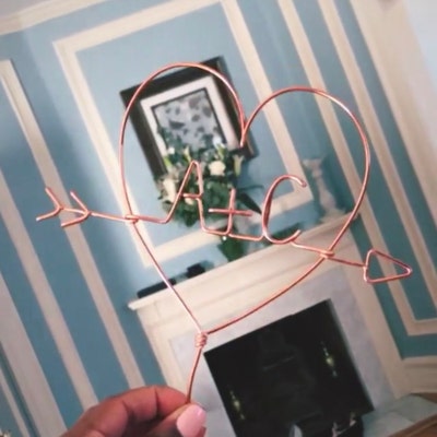 Rustic Cake Topper Wire Cake Topper Heart Mr and Mrs Cake Topper Copper ...