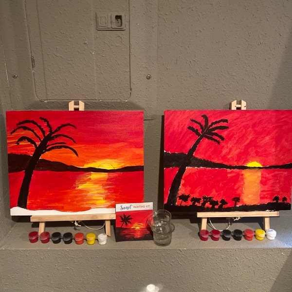 Sunset Canvas Painting Kit + Video Tutorial, Painting Party Kit, DIY ...