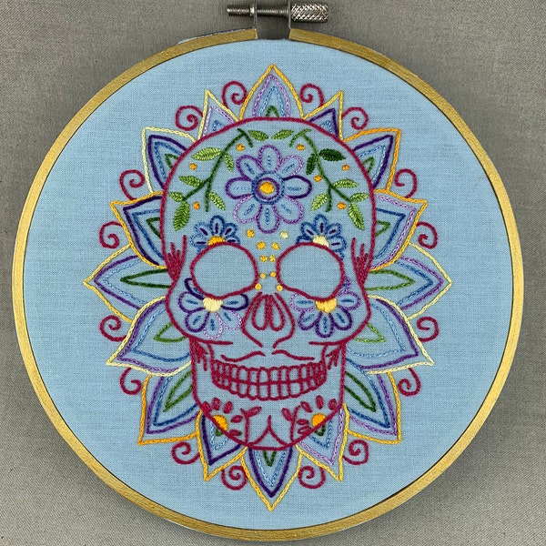 Sugar Skull Embroidery Pattern Pdf - Mexican Skull Design - Beginner ...