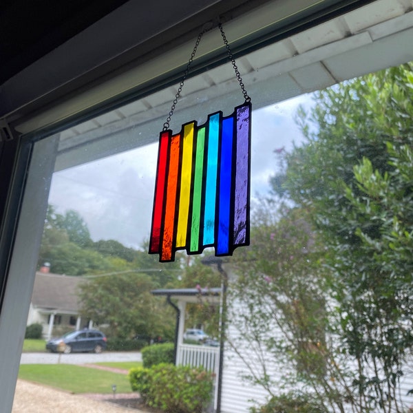 Rainbow Stripe • Small Suncatcher - Etsy