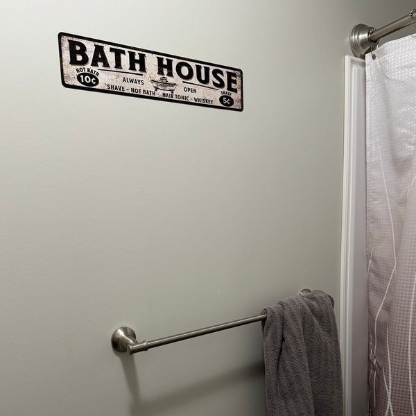 Bath House Sign, Bathroom Decor, Wash Room, Bathroom Sign, Rustic ...