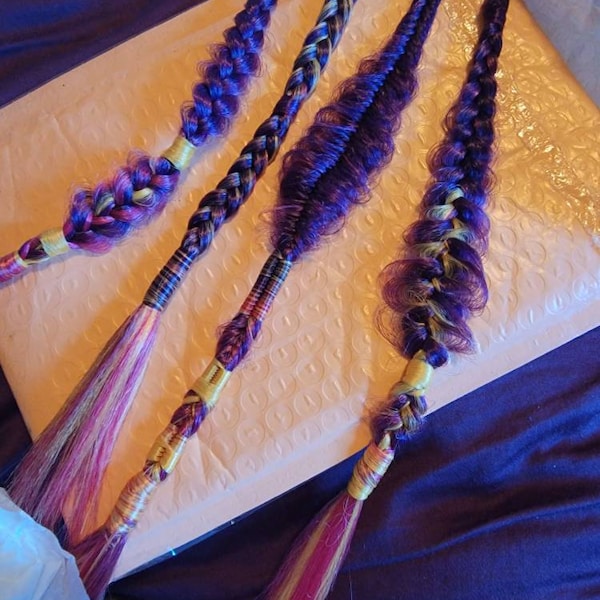 Braids Accent Set of 3 Mixed Puffy, Fishtail, Box, Mixed Synthetic ...