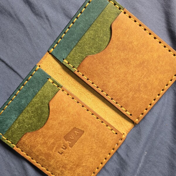 Handmade Leather Bifold Wallet: Vegetable Tanned Full Grain Card Holder ...