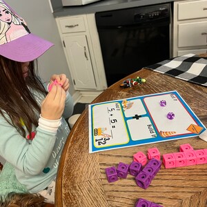 Math Dice Game, Printable Kids Addition Game, Homeschool, Counting ...