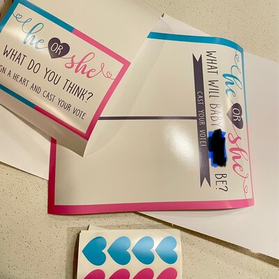 Printed He or She Gender Reveal Sign Poster He or She Cast - Etsy