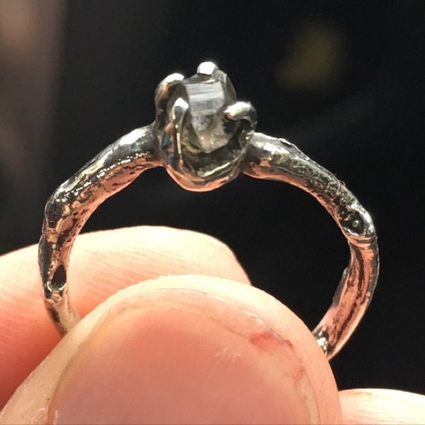 A Stunning Natural Raw Uncut Diamond Wrapped in Sterling Silver Twigs ...