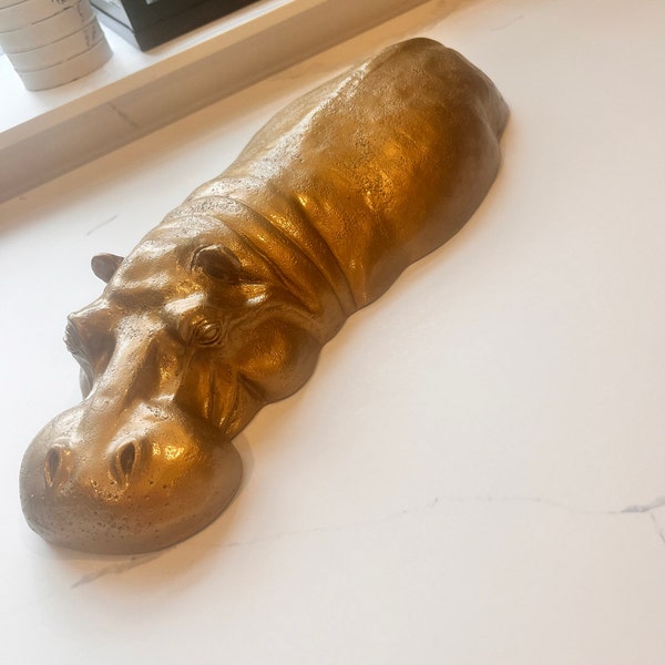 Resin Hippo Metal Garden Sculpture UK - Outdoor Bronze Anniversary Gift ...