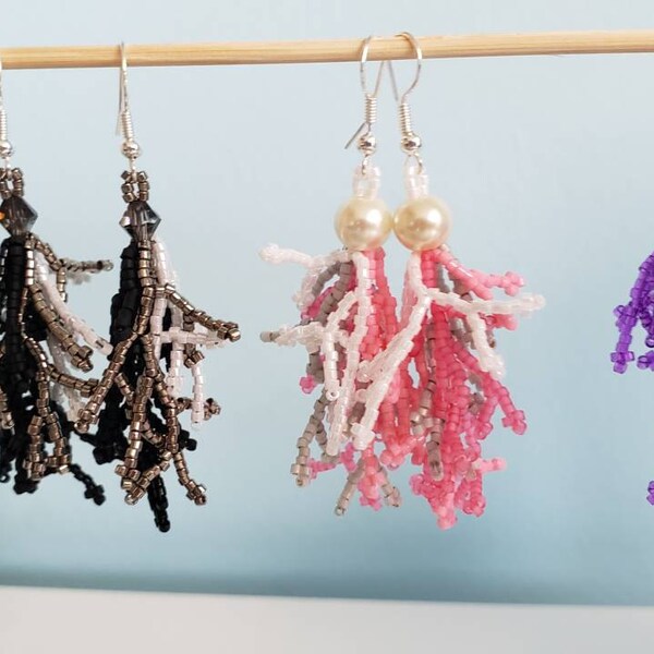 Beading Tutorial Coral Beaded Earrings - How to Make Seed Bead Earrings ...