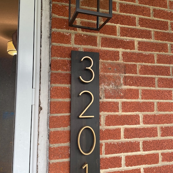 Gold House Number Sign, Vertical Address Plaque, New Home Gift ...