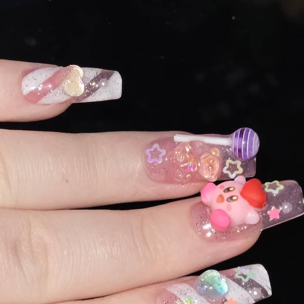 Kirby Y2k Nails/ Sanrio Nails /custom Press on Nails/ Hand Made Press ...