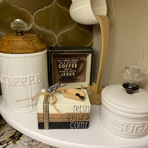 Coffee Mini Wood Book Stack With Scoop/ Coffee Bar/ Tier Tray - Etsy