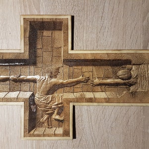 Digital Engraving File jesus Cross Well 3D Illusion File for - Etsy