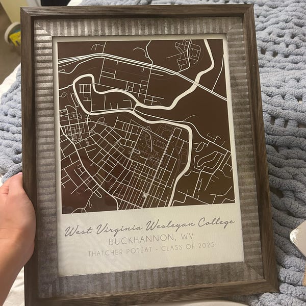 Personalized University Map, Custom Map, College Campus, Dorm Decor ...