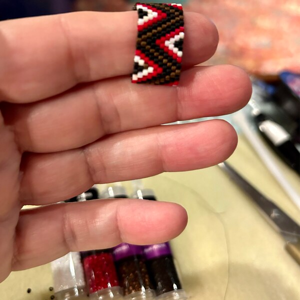 Beaded Ring Pattern Jewelry Making Beading Pattern Chevron Ring Instant ...