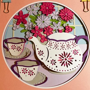 3D TEA PARTY SVG Shadow Box Svg Layered Cardstock Svg for Cricut for ...