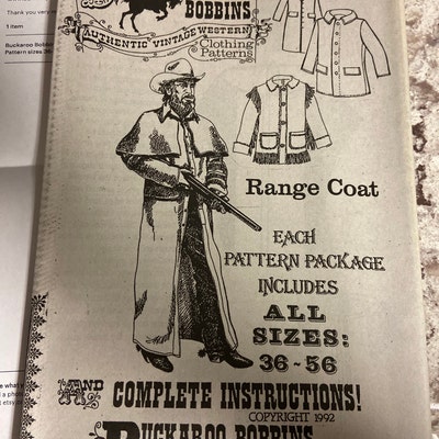 Buckaroo Bobbins Range Coat, Duster & Barn Coat Sewing Pattern Sizes 36 ...