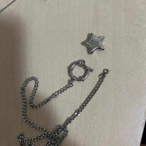 Stainless Steel Star Charm Necklace: Y2K Cyber Grunge Choker O Ring ...