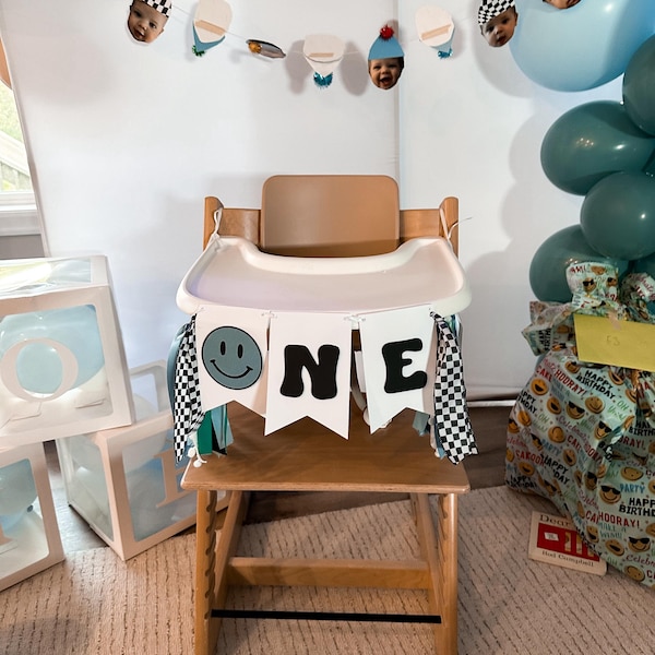 Fast One Banner, Racecar 1st Birthday Decor, Retro Car High Chair Sign ...