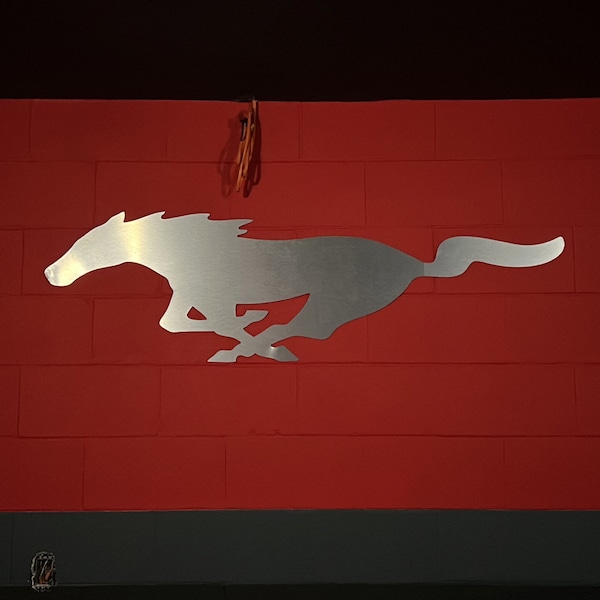 Mustang Pony Garage Sign 5 Feet Wide Brushed Silver - Etsy
