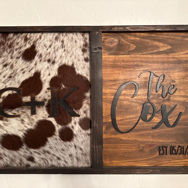 Cowhide Branding Frame, Cowhide Wood Sign, Family Heirloom, Unity ...