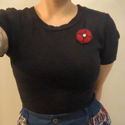 Beaded Red Dress Pin - Etsy Canada