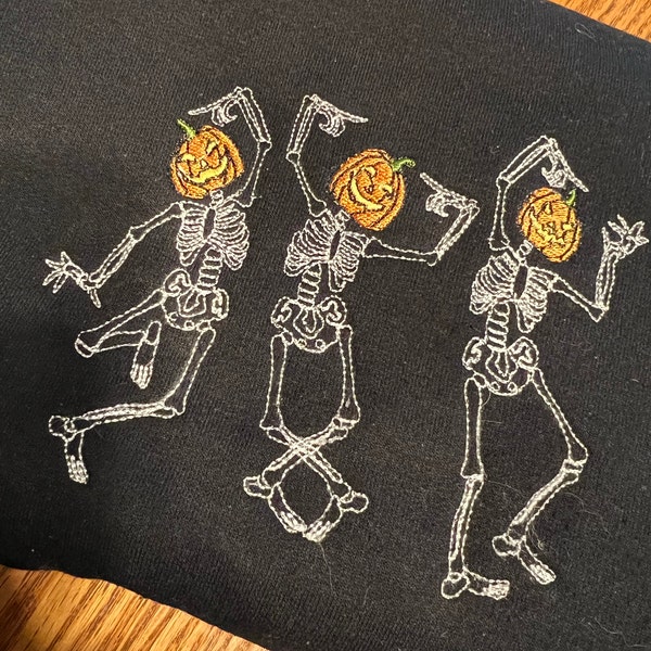 Dancing Skeletons Embroidery Design, Halloween Pumpkin Face Skeleton ...