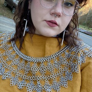 Mini Chainmail Statement Necklace, Byzantine and Pearl - Etsy