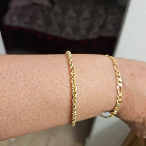 10K Gold Rope Chain Gold Rope Chain Bracelet 3mm, 3.6mm, 4mm, 4.5mm ...