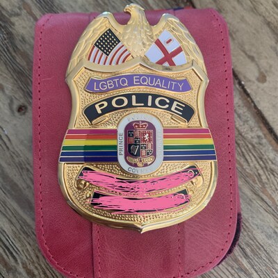 Police Badge Wallet Black With Thin Blue Line Full Grain Leather - Etsy