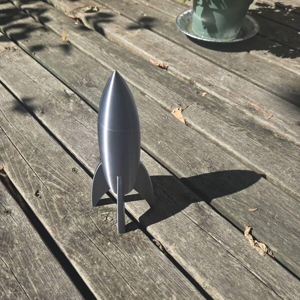 Silver Rocket Ship, Retro Rocket Ship Model, Rocket Decoration, Space ...