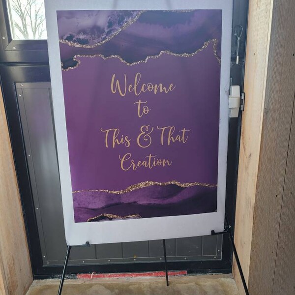 Womans Purple Silver Welcome Sign, Purple Silver Party Welcome Sign ...