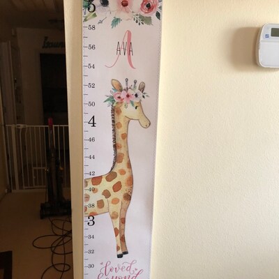GIRAFFE Growth Chart, Canvas Growth Chart, Personalized Height Chart ...