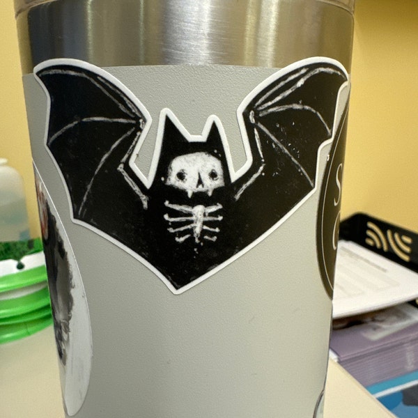 Creepmas Bat Sticker – Snowy Bones – Cute Bat Water Bottle Sticker ...