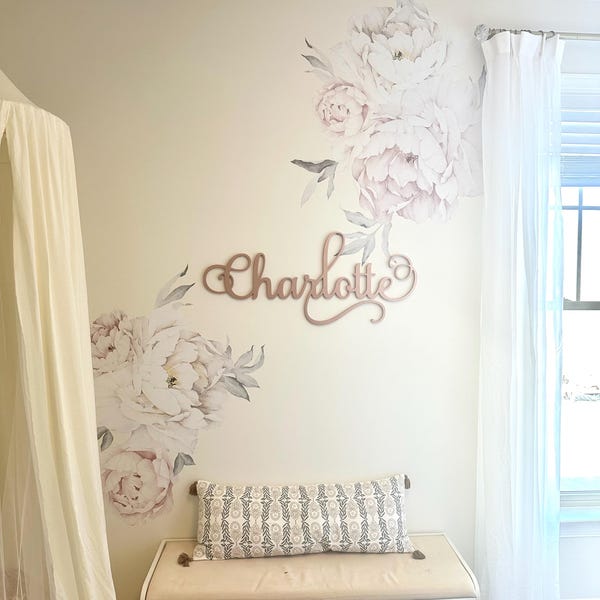 Decorative Elegant Wooden Name Wall Hanging Letters Everly Name Nursery ...