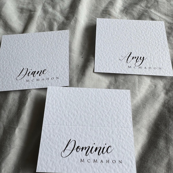 Custom Folded Place Cards With Different Fonts Folded Wedding Seating ...