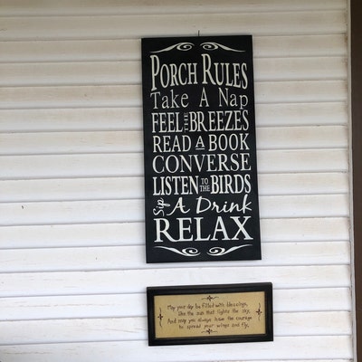 Porch Rules Wood Sign Wooden Porch Sign Farmhouse Decor Porch Decor ...