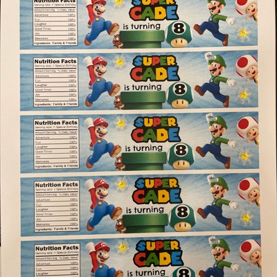 Super Mario Bottle Labels, Super Mario Bottle Labels, Super Mario ...