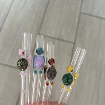 Mama and Baby Ducks GLASS STRAW Custom Straws Glass Straws Duck Straws ...