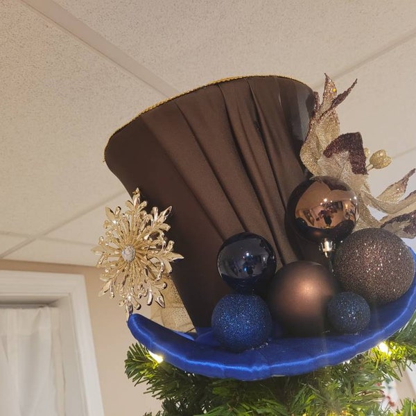 Victorian Top Hat Tree Topper, Shabby Chic Top Hat Tree Topper ...