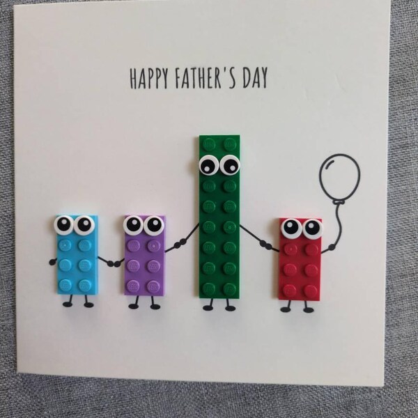 Father's Day Card Featuring Genuine LEGO Pieces, LEGO Card, Fathers Day ...