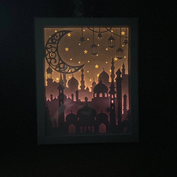 Ramadan Shadow Box Svg Cricut, Islamic Shadowbox Art, 3D Lightbox Svg ...