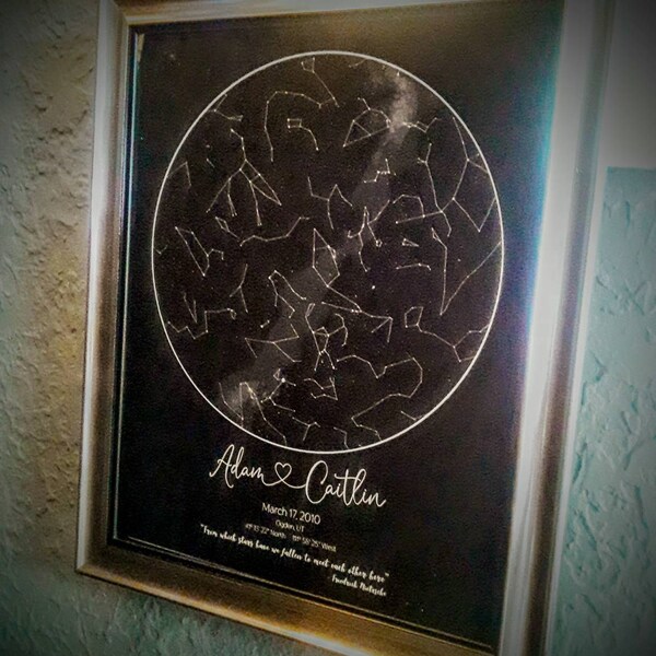 Printed Custom Night Sky Star Map - Personalized Gift for Him or Her ...