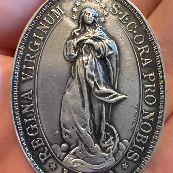 Sacred Heart of Jesus Christ Ruby and Crystal Pendant, Sterling Silver ...