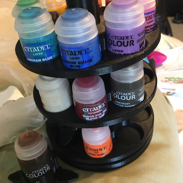 3-tier Spinning Paint Rack, Compatible With Citadel Paints, 3D Printed ...