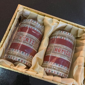 Rich Silk Red Brocket Trousseau Trunk With Chooda, Kaleera Box Wedding ...